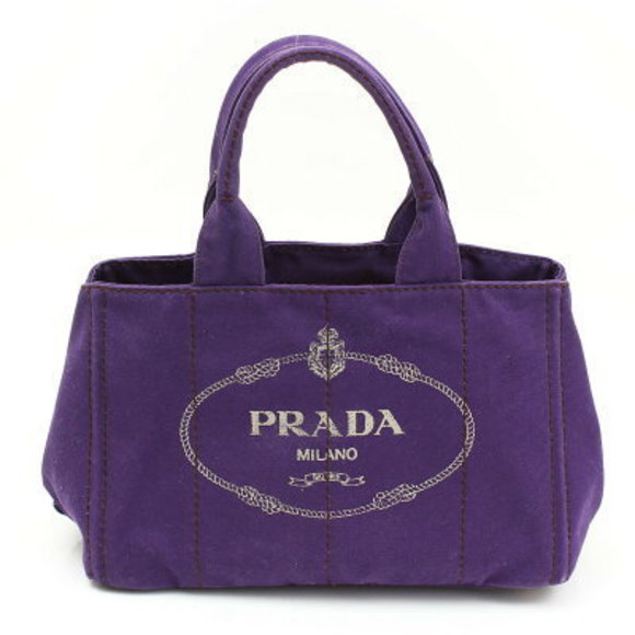 Prada | Bags | Prada Canapa Mm Canvas Tote Bag Purple | Poshmark